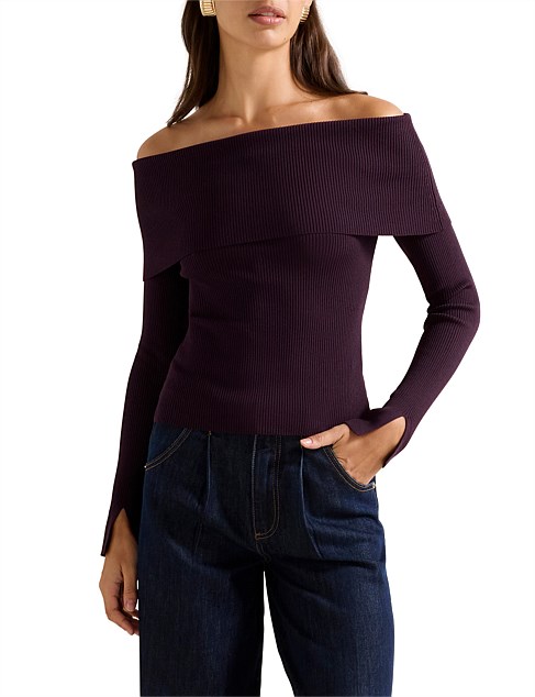 Forever New Billie Fold Over Knitted Jumper | David Jones