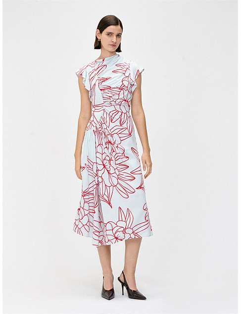 Veronika Maine Sea Mist Orchid Draped Gathered Dress | David Jones