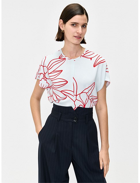 Veronika Maine Sea Mist Orchid Draped Top | David Jones