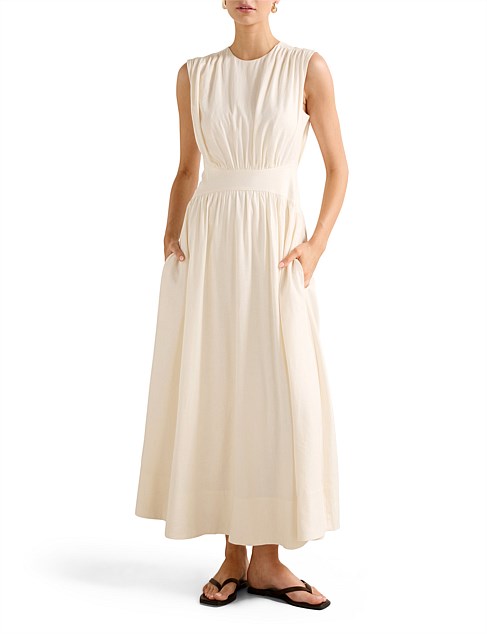 Forever New Isobel Tapered Waist Linen Midi Dress | David Jones