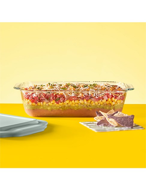 Pyrex Deep Rectangular Dish With Sage Lid 3l | David Jones