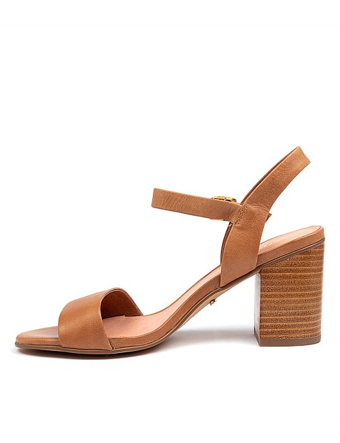 Women's Heeled Sandals | David Jones - Arion Tan Leather Heeled Sandals