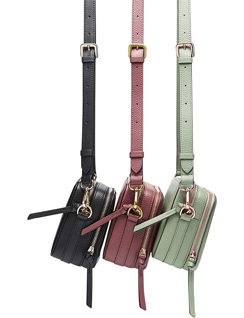 Mimco Unite Black Leather Cross Body Bag | David Jones