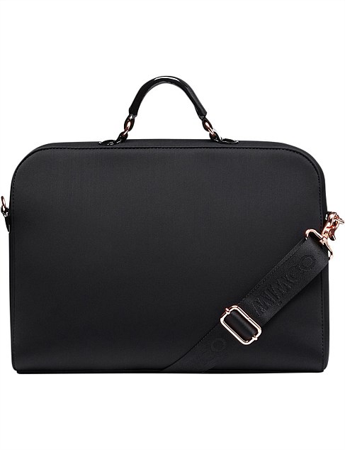 Mimco Serenity Black Rose Gold Laptop Bag | David Jones