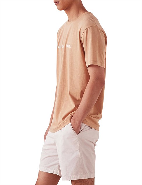Assembly Label Logo Tee Mens Taupe/white | David Jones