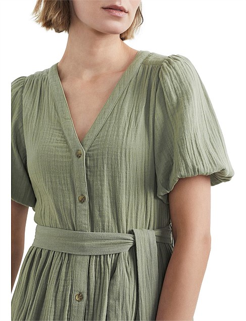 French Connection Cotton Crinkle Midi Dress | David Jones