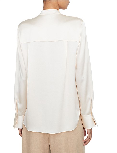 Vince Slim Fitted Band Collar Blouse | David Jones