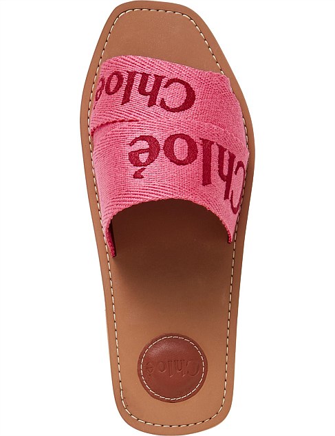 Chloé Woody Embroidered Linen Slide | David Jones