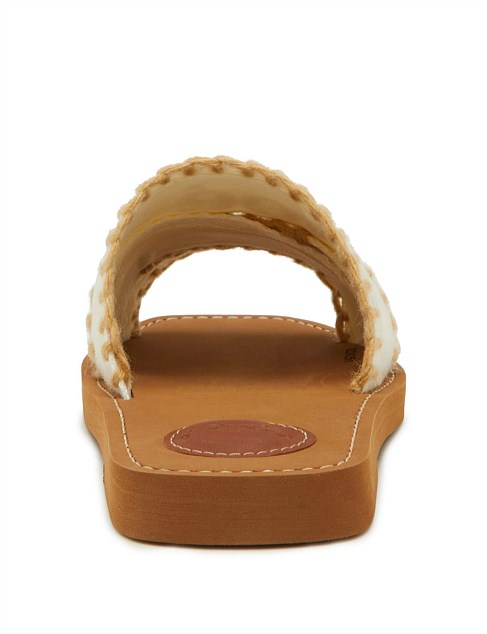 Chloé Woody Embroidered Linen Slide | David Jones