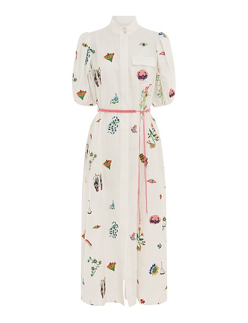 Alémais Atticus Embroidered Shirtdress With Macramé Belt | David Jones