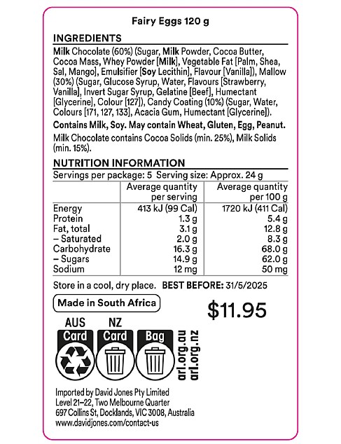 David Jones Collection Fairy Eggs 120g | David Jones