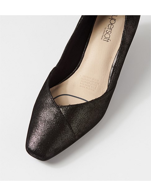 Supersoft By Diana Ferrari Tarison Black Metallic Suede Heels | David Jones