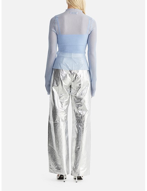 Ena Pelly Mimi Sheer Top Ice Blue | David Jones