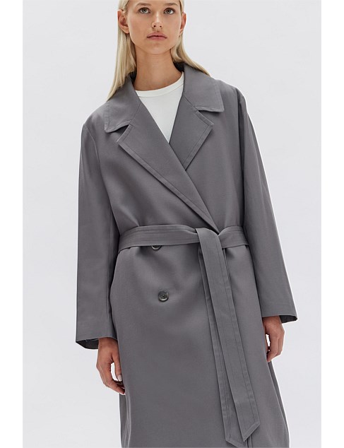 Assembly Label Kirby Twill Trench Dark Ash | David Jones