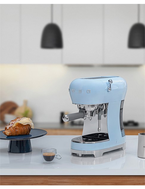 Smeg Ecf02 50's Style Manual Coffee Machine Pastel Blue | David Jones
