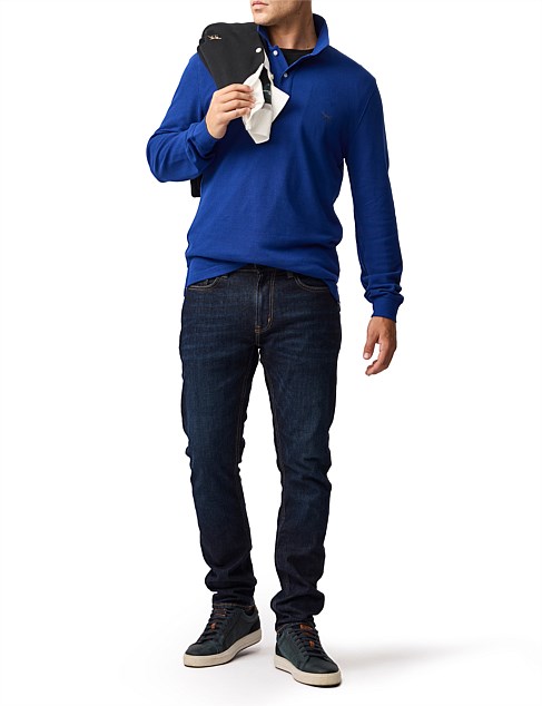 Rodd & Gunn Long Sleeve Gunn Polo -Dark Cobalt | David Jones