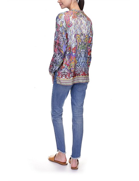 Johnny Was Audrey Oversized Blouse -Akai | David Jones