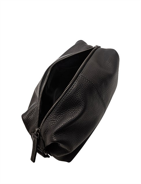 Alta Linea Pebble Leather Washbag Floater Choc Bitter | David Jones