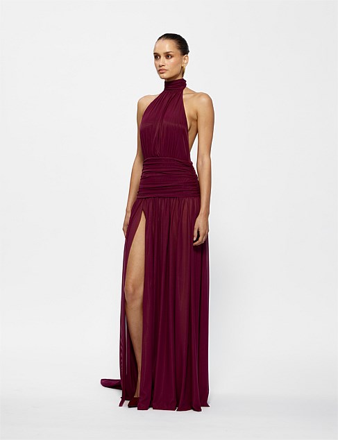 Effie Kats Verity Mesh Halter Neck Floor Length Gown | David Jones