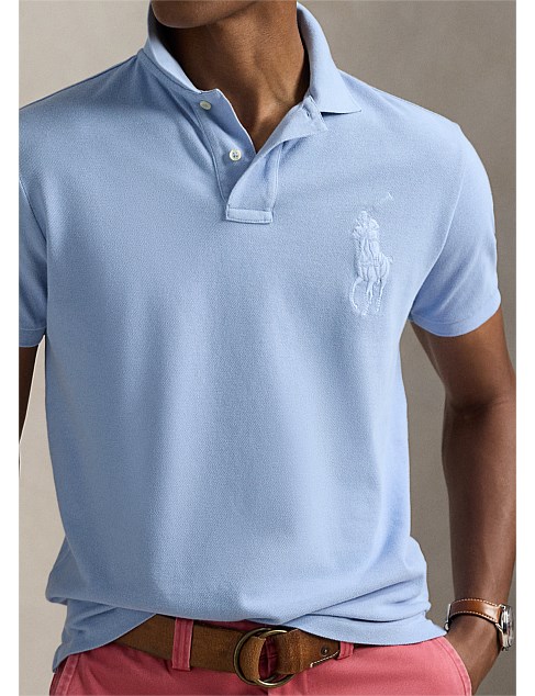 Polo Ralph Lauren Custom Slim Fit Big Pony Mesh Polo Shirt | David Jones