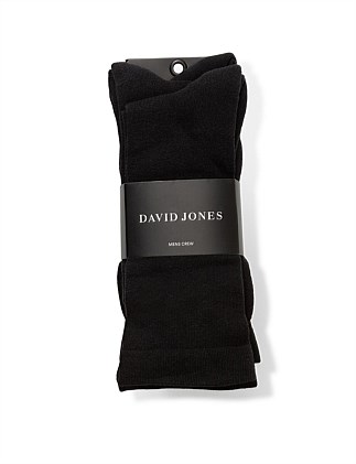 David Jones Plain Comfort Crew Socks 3 Pack | David Jones