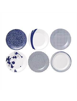 Royal Doulton 1815 Pacific Plate 24cm, Blue Mixed Patterns, Set Of 6 ...