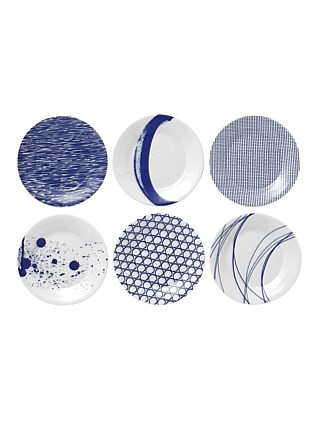Royal Doulton 1815 Pacific Plate 16cm, Blue Mixed Patterns, Set Of 6 ...