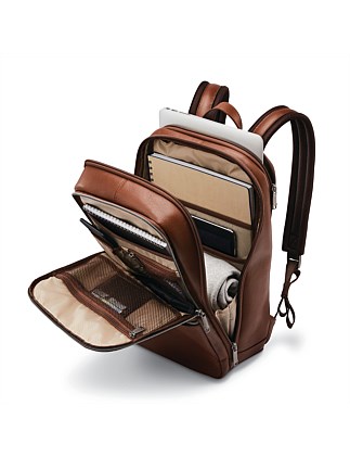Samsonite Classic Leather Slim Backpack 40.6cm Cognac | David Jones
